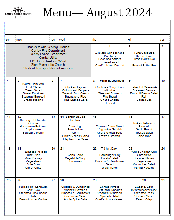 Nutrition – Canby Adult Center